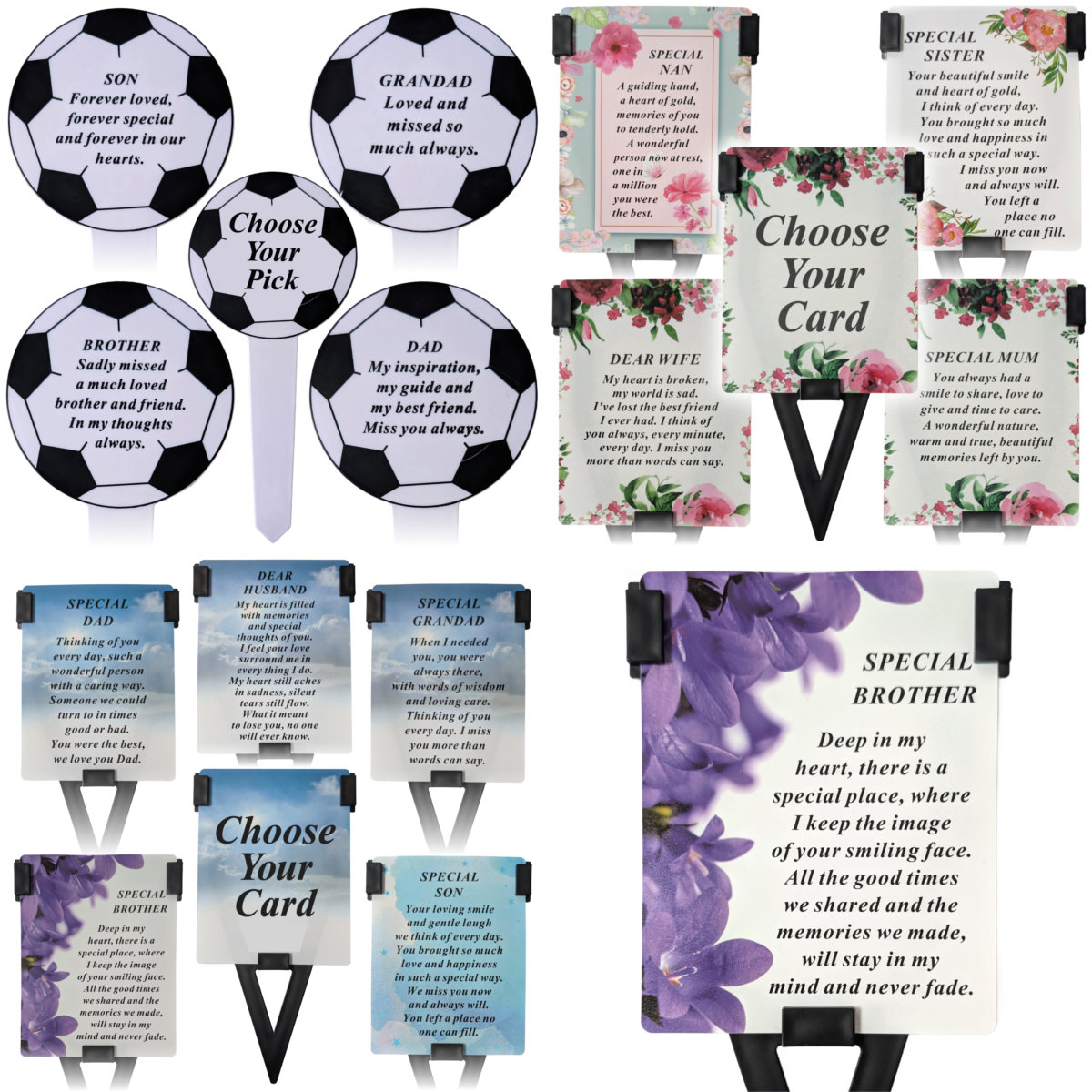 Laminate Memorial Cards and Plastic Picks for Graves - Free UK Delivery ...